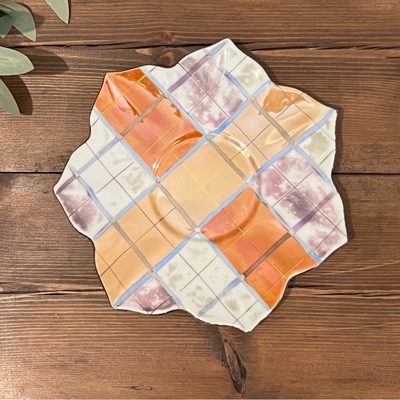 Vintage | Kitchen | Vintage Flower Plaid Plate | Poshmark